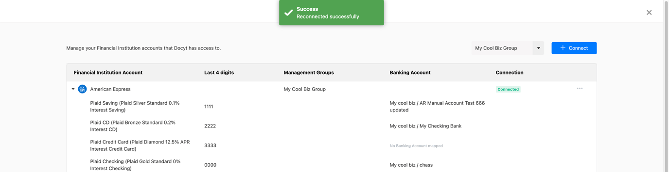 What are the steps to reconnect a financial connection?