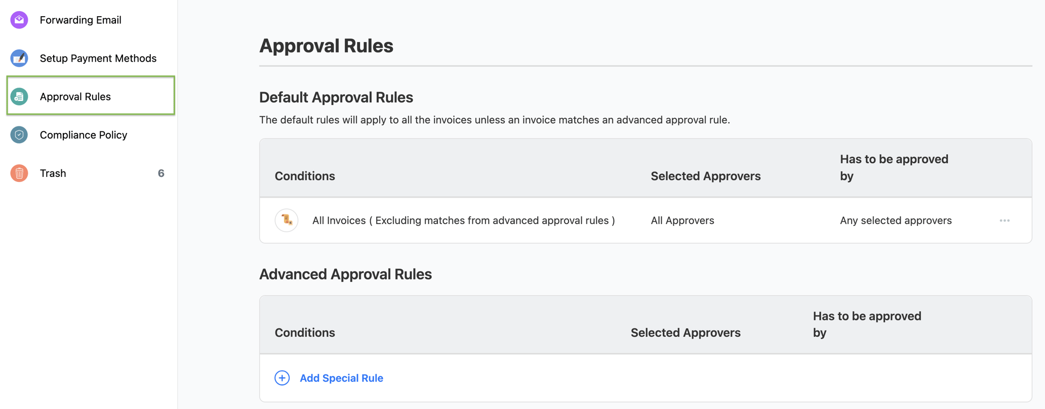 Accounts Payable Approval Settings