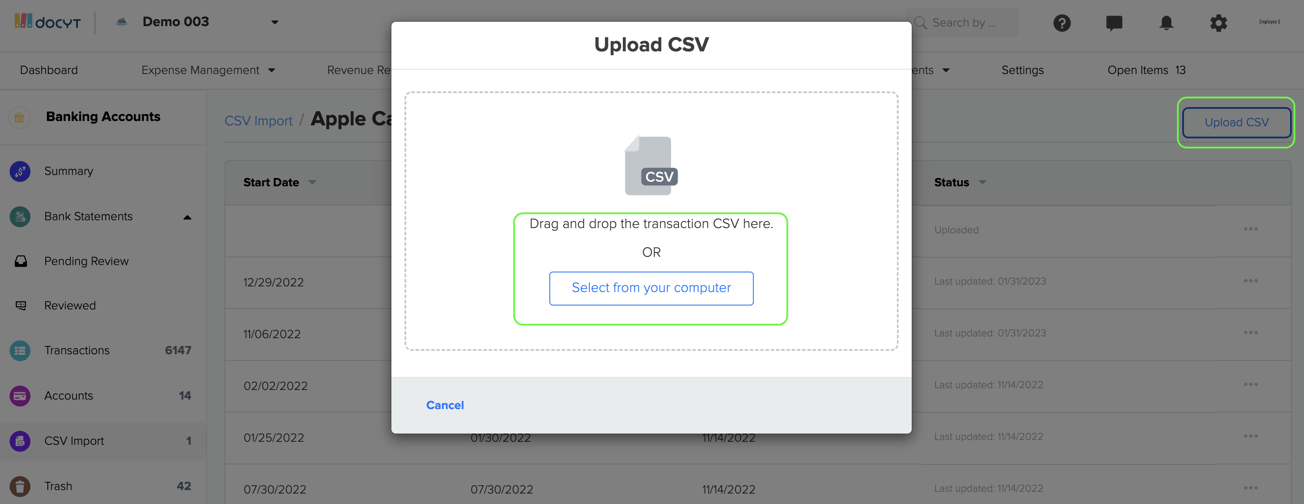 How to Manually Import Banking Transactions in Docyt via a CSV File of ...