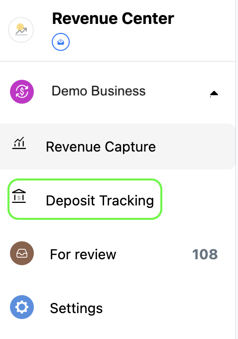 Deposit Tracking in Docyt Revenue Center