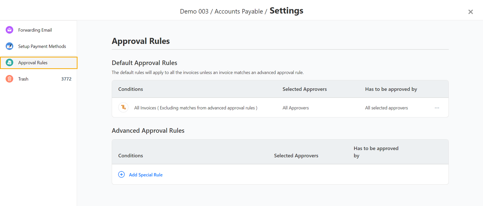 Accounts Payable Approval Settings