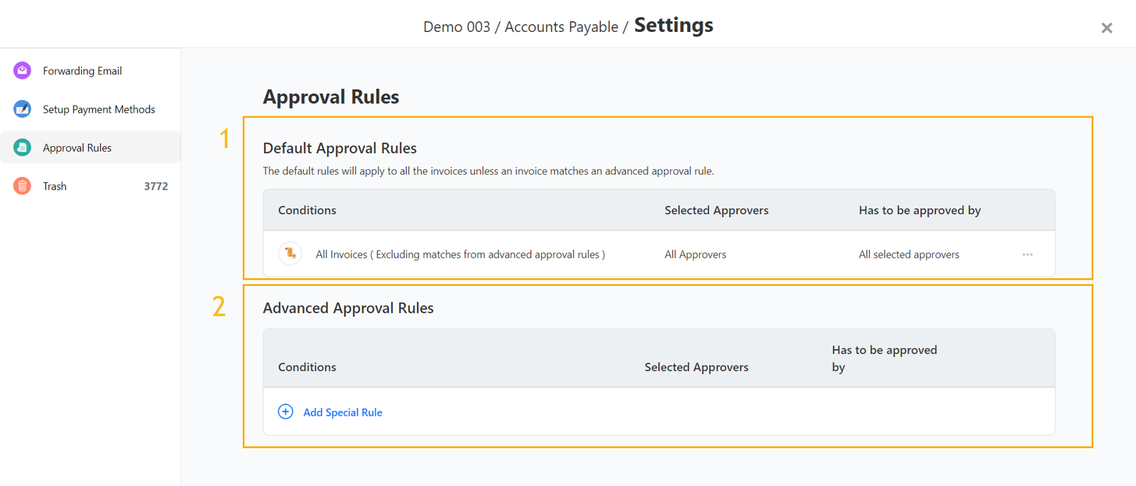 Accounts Payable Approval Settings