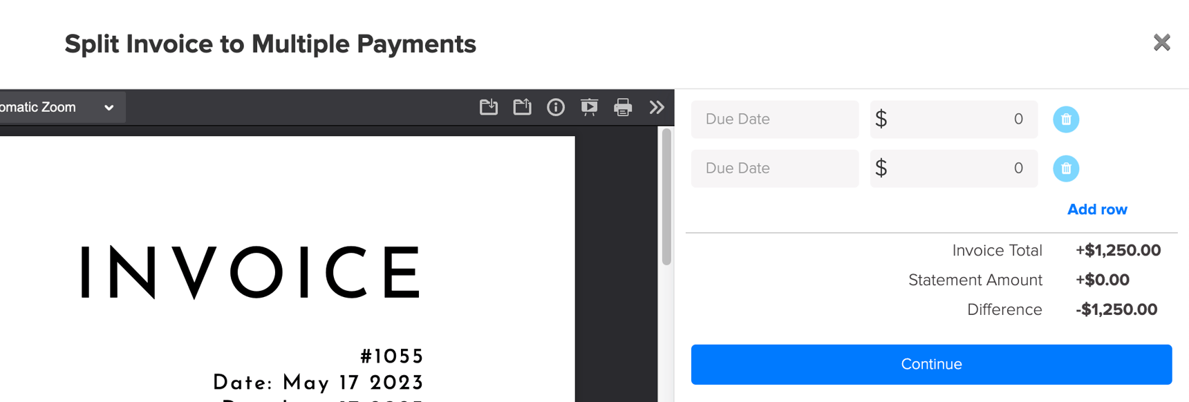 How do I split an Invoice into Multiple Payments?