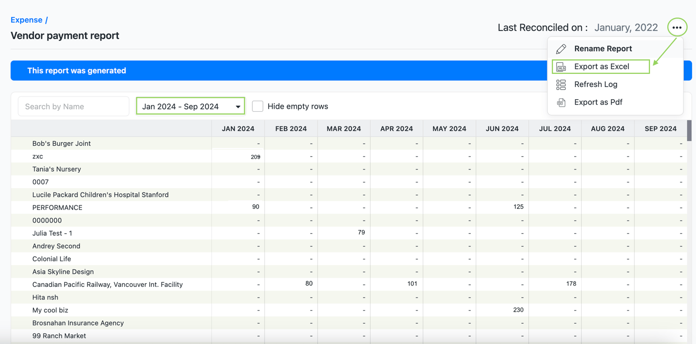 Vendor Payment Reports