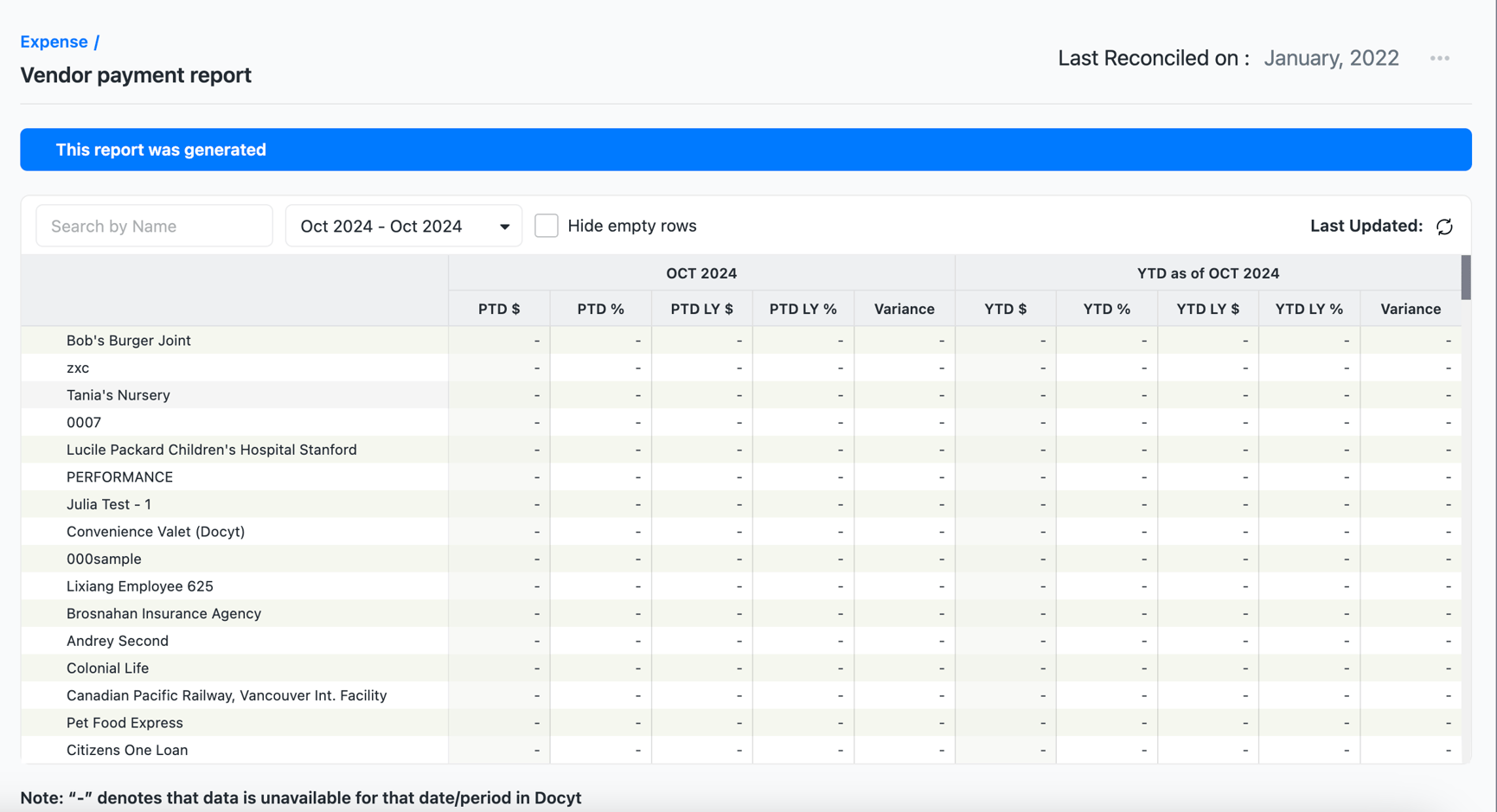 Vendor Payment Reports